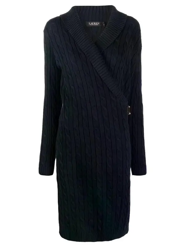 Ralph Lauren Cable-knit Wrap Dress - Blue