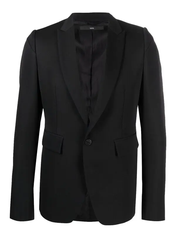 SAPIO Single-breasted Tailored Blazer - Black