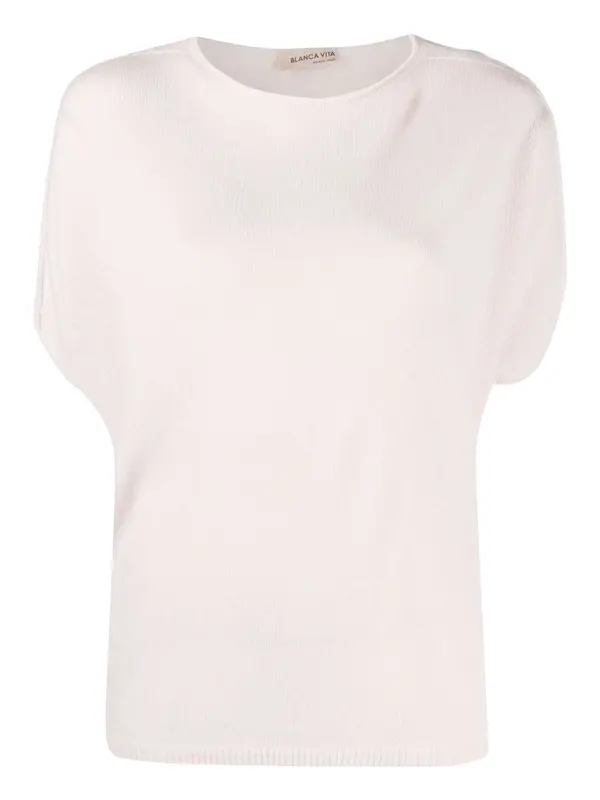 BLANCA VITA Fine-knit T-shirt - Neutrals