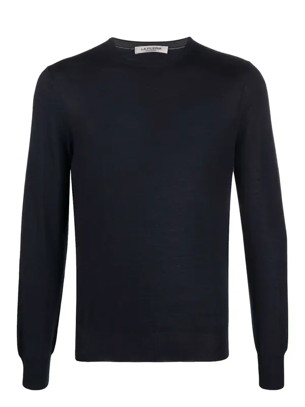 FILERIA Round-neck Virgin Wool Sweater - Blue