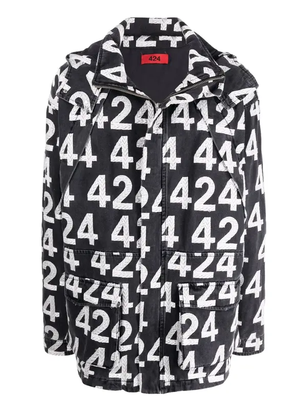 424 All-over Logo Print Jacket - Black