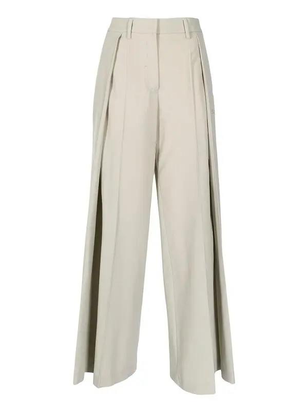 Off-White Panelled Wide Leg Trousers - Neutrals