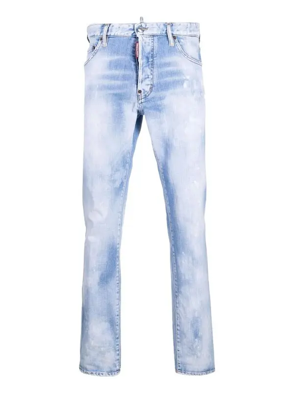 Dsquared2 Distressed Bleached Slim-cut Jeans - Blue
