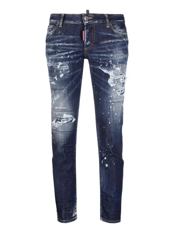 Dsquared2 Cropped Distressed Denim Jeans - Blue