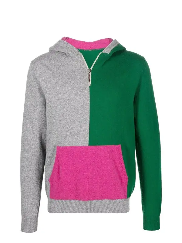 Mackintosh Colour-block Knitted Hoodie - Green