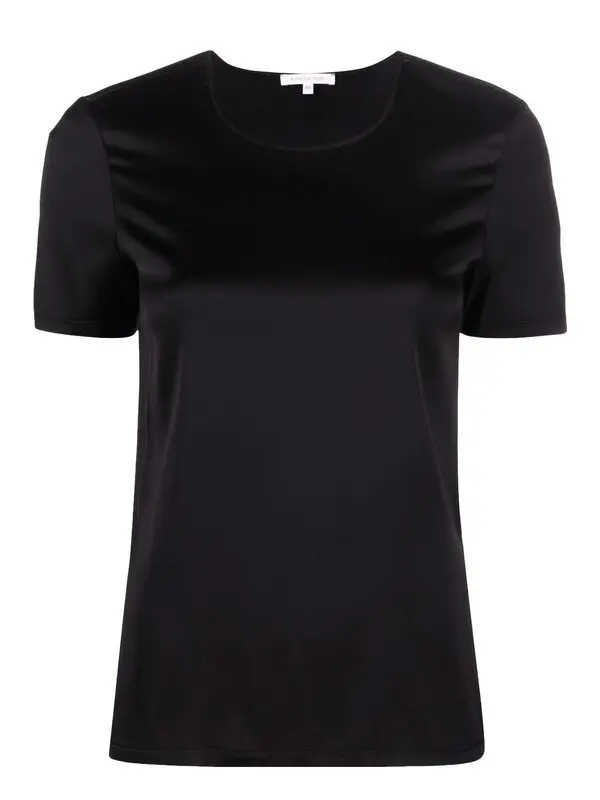 Patrizia Pepe Essential Satin-finish T-shirt - Black