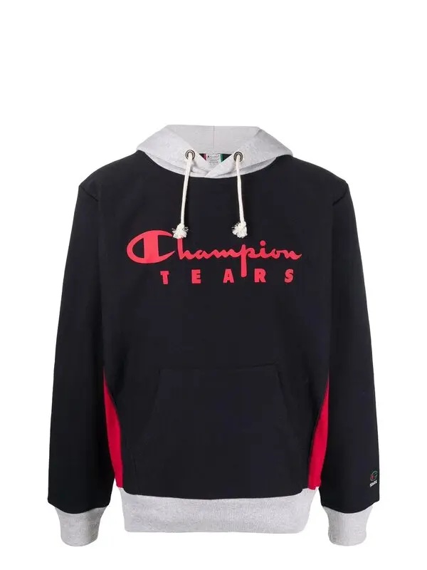 Champion Logo Print Hoodie - Black