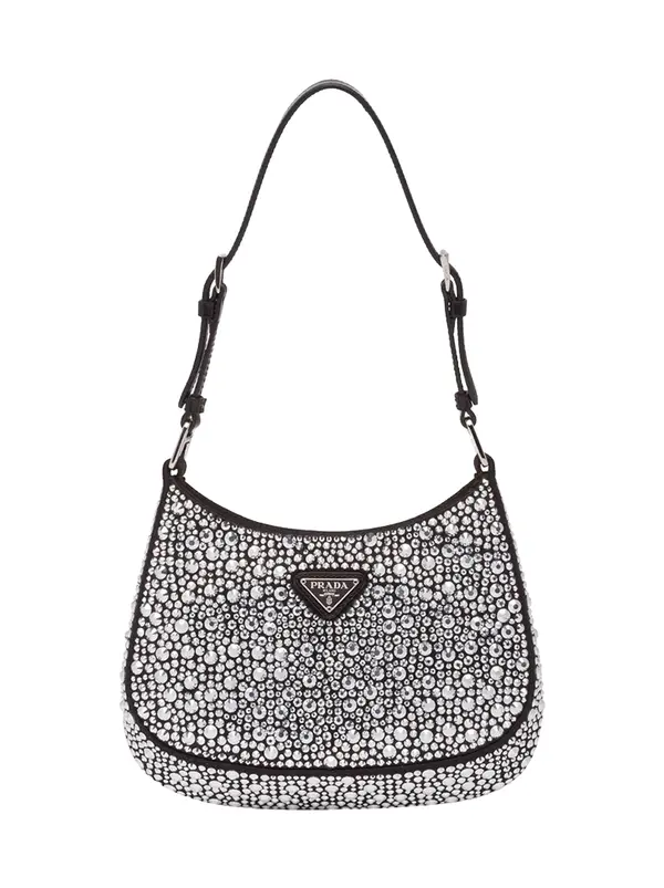 Prada Cleo Crystal-embellished Shoulder Bag - Metallic