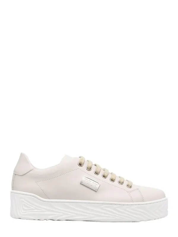 Philipp Plein Logo-plaque Leather Sneakers - Neutrals