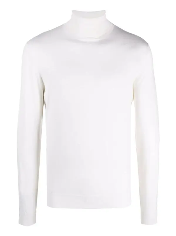 DELL'OGLIO Fine Knit Roll Neck Jumper - White