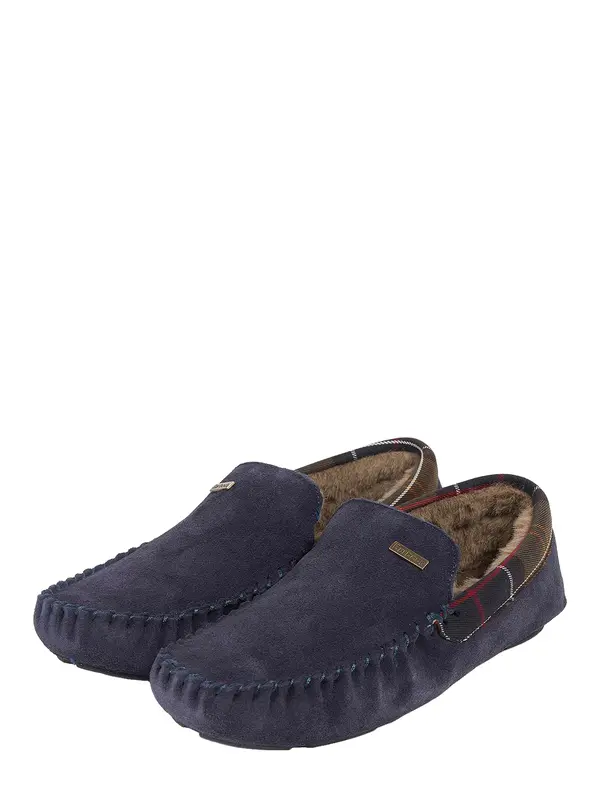 Barbour Monty Faux-fur Lined Slipper - Navy Suede