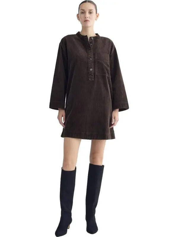 Everlane Corduroy Mini Shirt Dress - Dark Chocolate