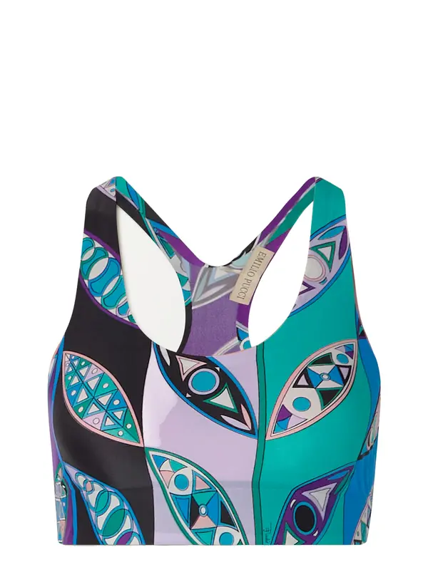 Emilio Pucci Printed Stretch Sports Bra - Blue