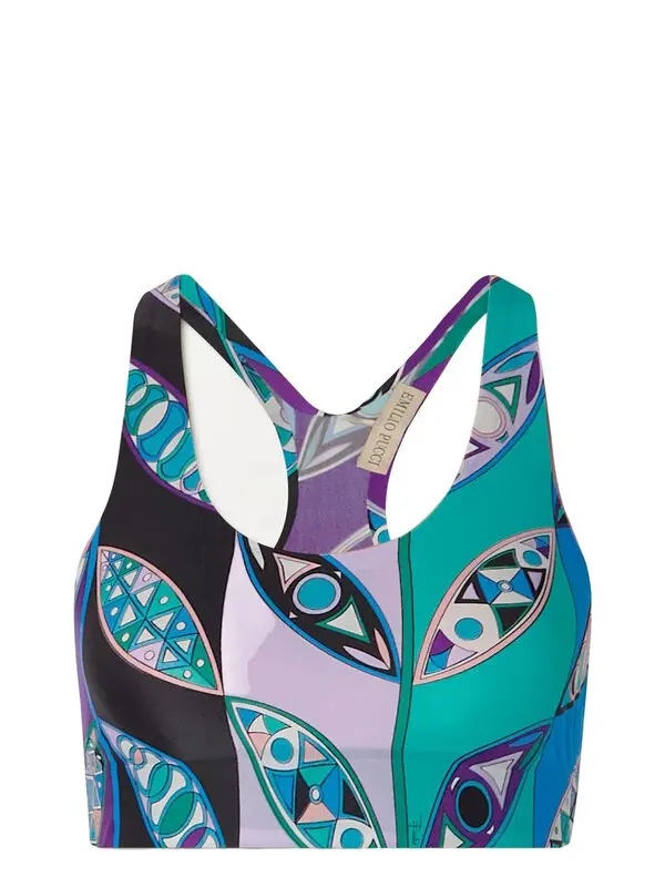 Emilio Pucci Printed Stretch Sports Bra - Blue