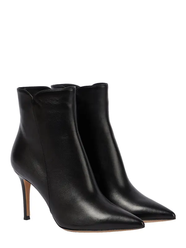 GIANVITO ROSSI Levy 85 Leather Ankle Boots - Black