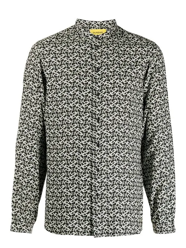 Dundas Monogram Button-up Shirt - Black