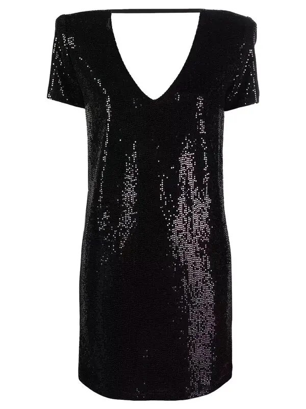 BLANCA VITA Sequin-embellished V-neck Dress - Black