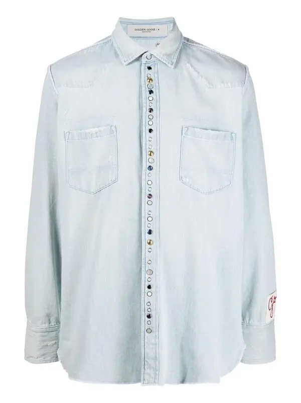 GOLDEN GOOSE Golden Collection Bleached Denim Shirt - Blue