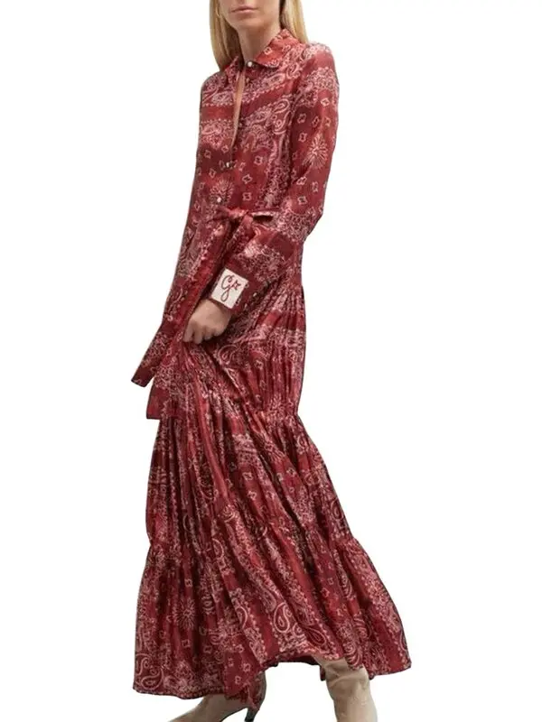 GOLDEN GOOSE Bandana-print Long Shirtdress - Red