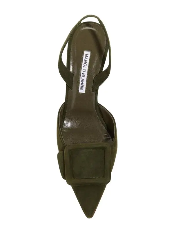 Manolo Blahnik Maysli Slingback Pumps - Olive