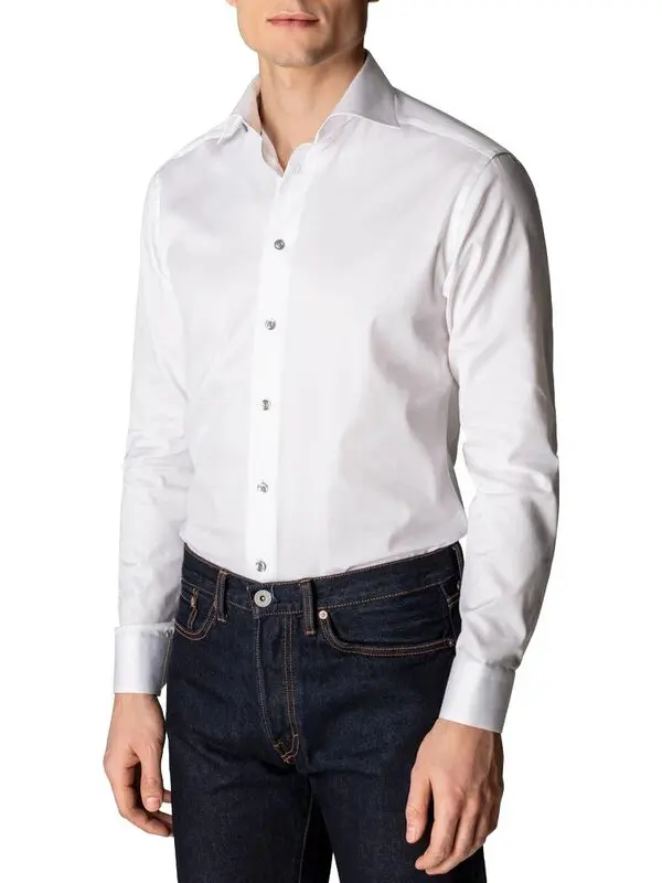 Eton Slim Fit Cotton Twill Dress Shirt - White