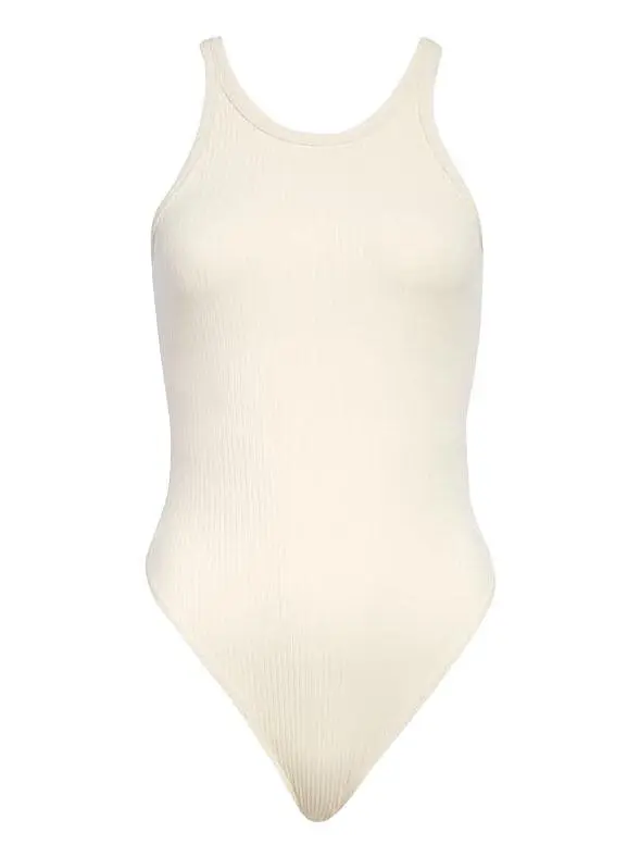 Good American Chunky Rib Tank Bodysuit - Bone001