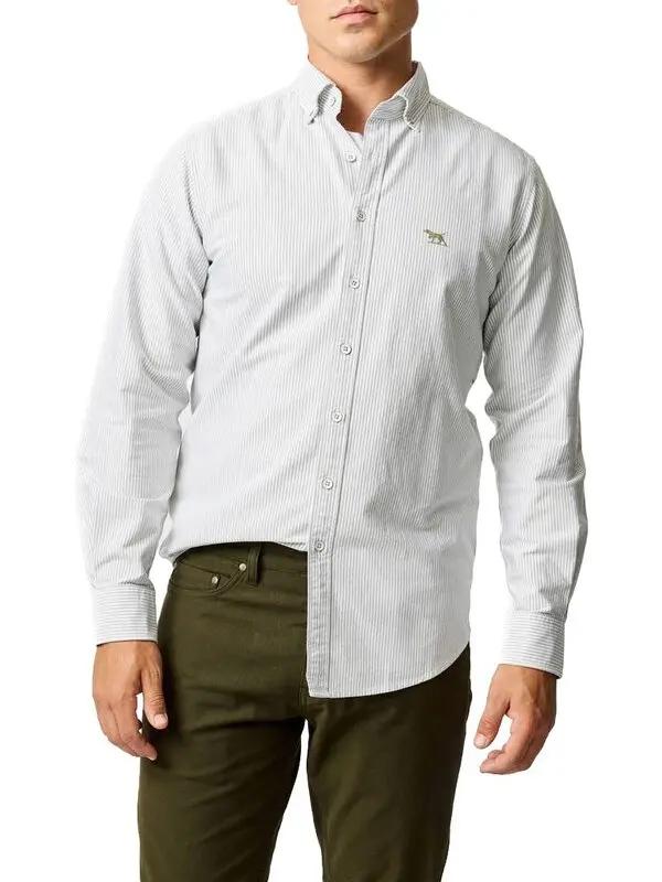 Rodd & Gunn Oxford Lakeside Stripe Sports Fit Shirt - Eucalyptus
