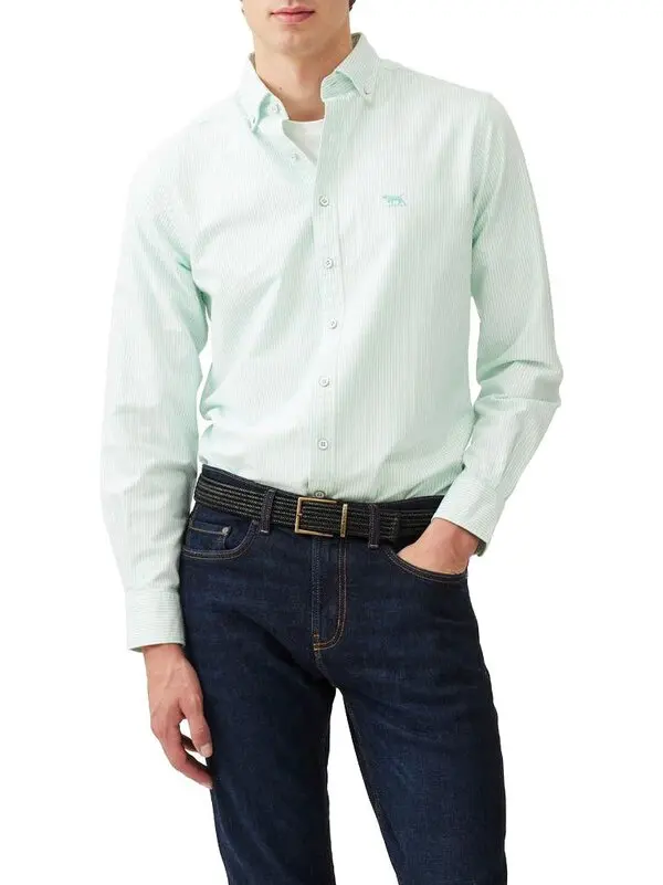 Rodd & Gunn South Island Stripe Button-up Shirt - Spearmint
