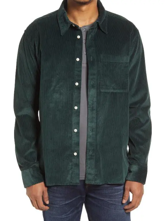 Madewell Easy Long Sleeve Button-up Corduroy Shirt - Dark Palm
