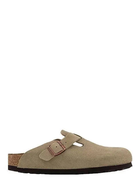 BIRKENSTOCK Boston Buckle-embellished Suede Sandals - Taupe Suede