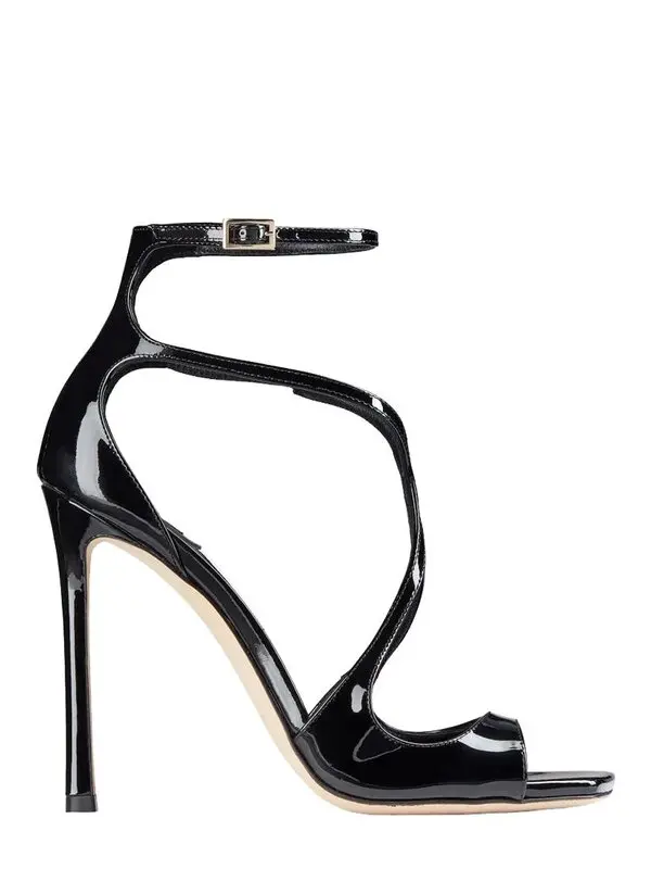 JIMMY CHOO Azia 110 Patent Leather Sandals - Black