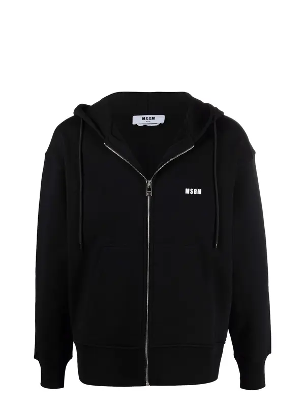 MSGM Logo-print Cotton Hoodie - Black