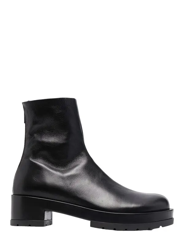 SAPIO Chunky Leather Ankle Boots - Black
