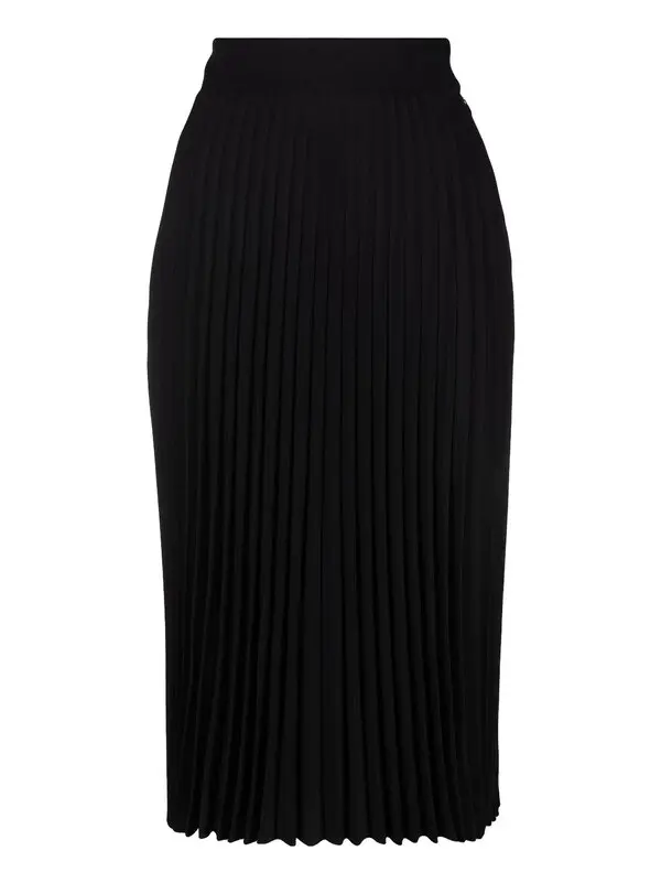 Off-White High-waisted Pleated Midi Skirt - Black