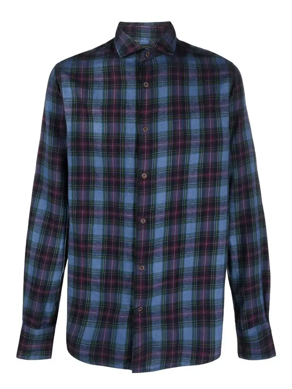 DEPERLU Tartan-print Cotton Shirt - Blue