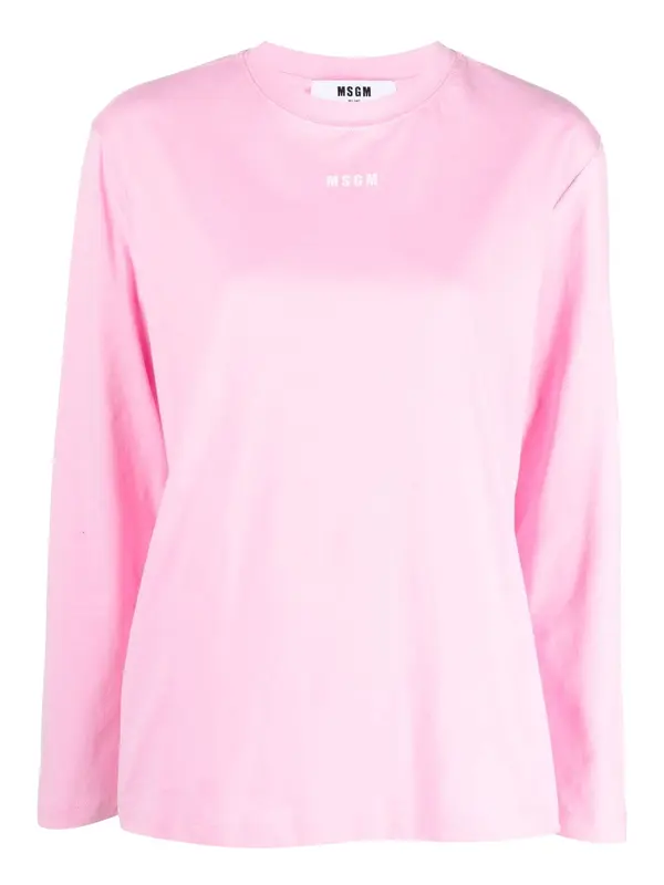 MSGM Logo-print Cotton Top - Pink