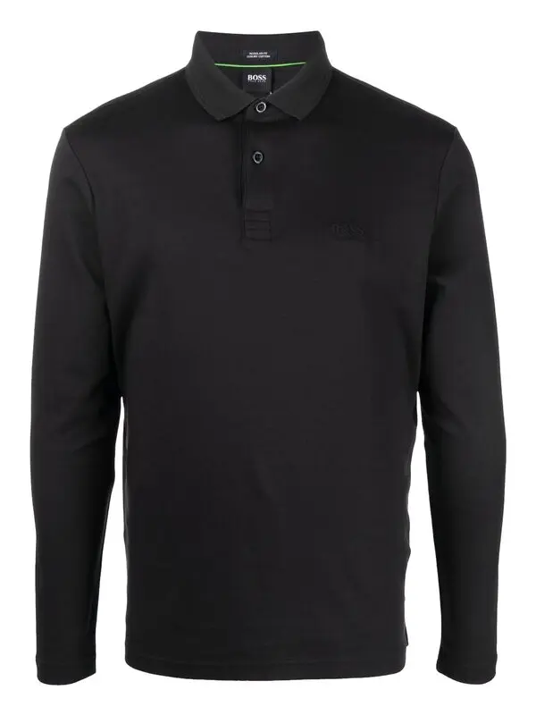 BOSS Long Sleeve Polo Shirt - Black