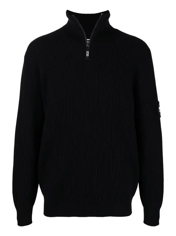 Giorgio Armani Logo-patch Funnel Neck Sweater - Blue