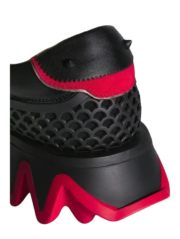CHRISTIAN LOUBOUTIN Loubishark Flat Leather Sneakers - Black/loub