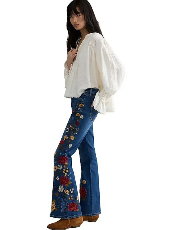 DRIFTWOOD Farrah Embroidered Flare Jeans - Bloomful