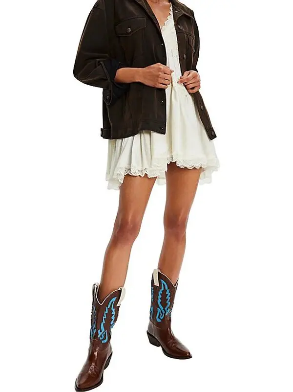MUTMA Colorado Springs Leather Boots - Chocolate/light Blue