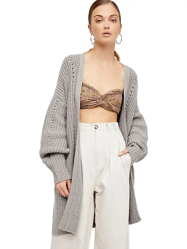 Free People Nightingale Oversized Cardigan - Silver Gleam