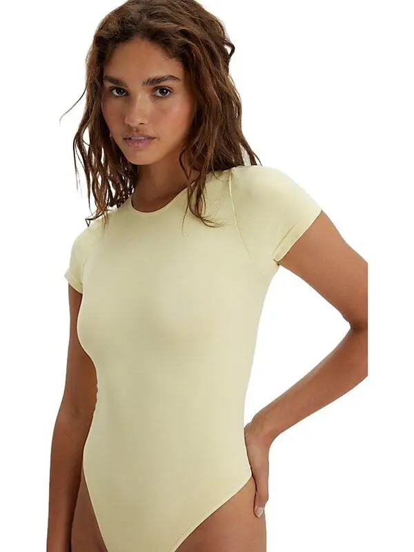 Free People Clean Lines Tee Bodysuit - Butter