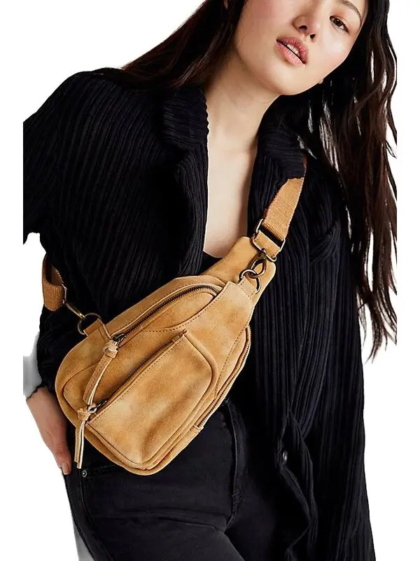 Free People Hudson Suede Sling Bag - Coconut Shell