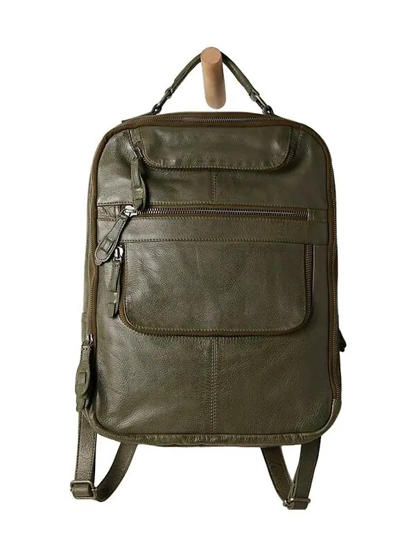 Free People East End Leather Backpack - Dark Olive