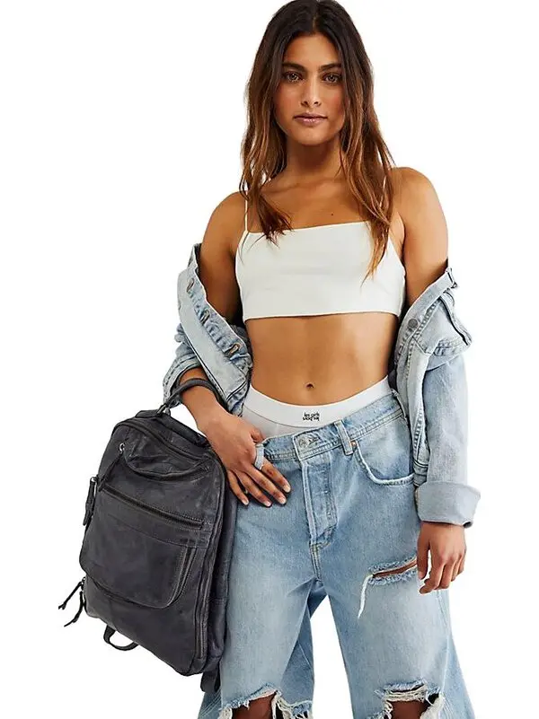 Free People East End Leather Backpack - Smoke
