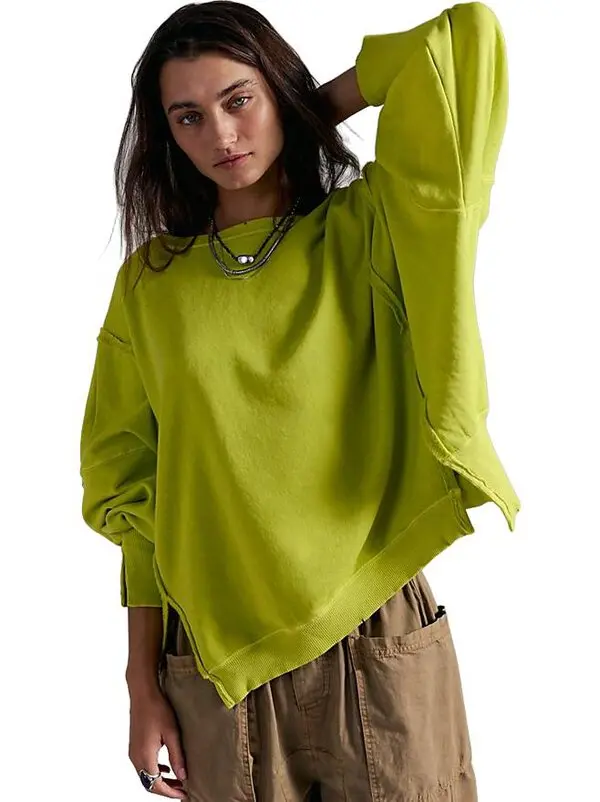 Free People We The Free Camden Pullover Sweatshirt - Acid Lime