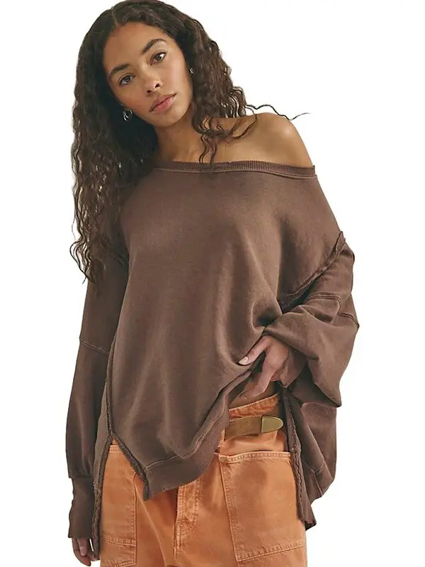 Free People We The Free Camden Pullover Sweatshirt - Chocolate Love