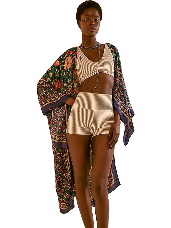 Free People Magic Dance Border Print Duster - Purple Pattern