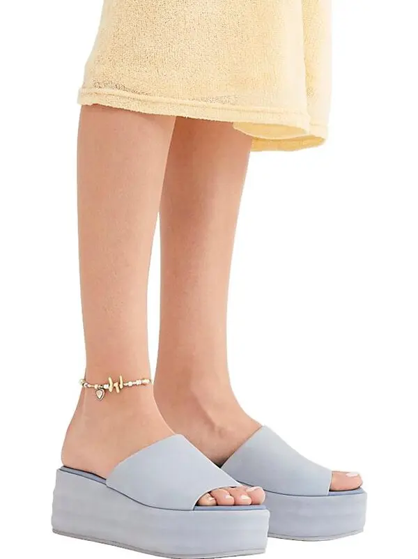 Free People Harbor Flatform Sandals - Teal Flower